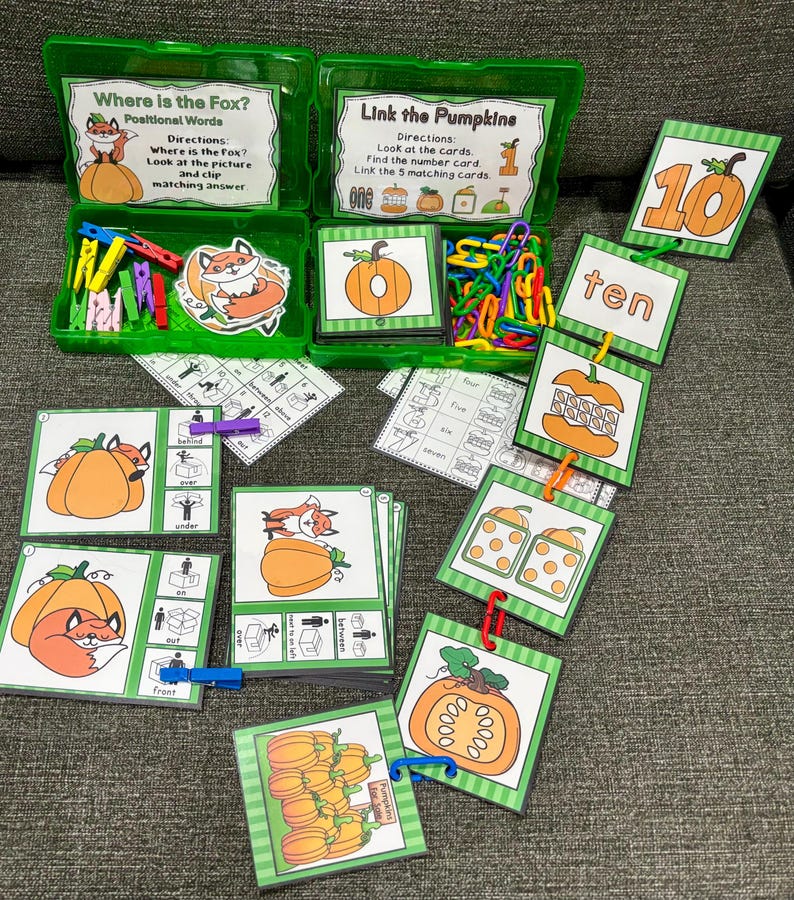 FALL Printable Task Box 16 Learning Activity Bundle Counting ABC Phonic ...