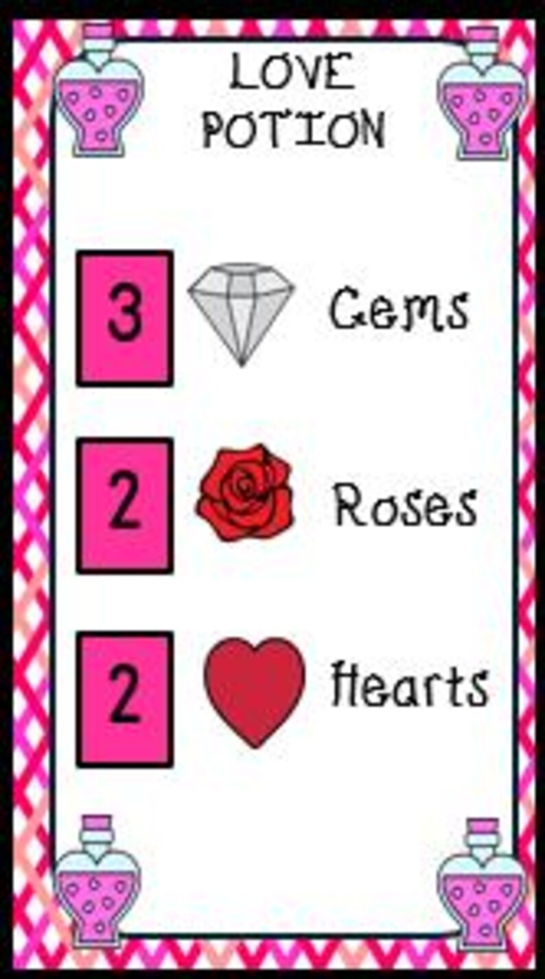 Valentine Love Potion Recipe Cards Matching Counting Measuring Activity ...