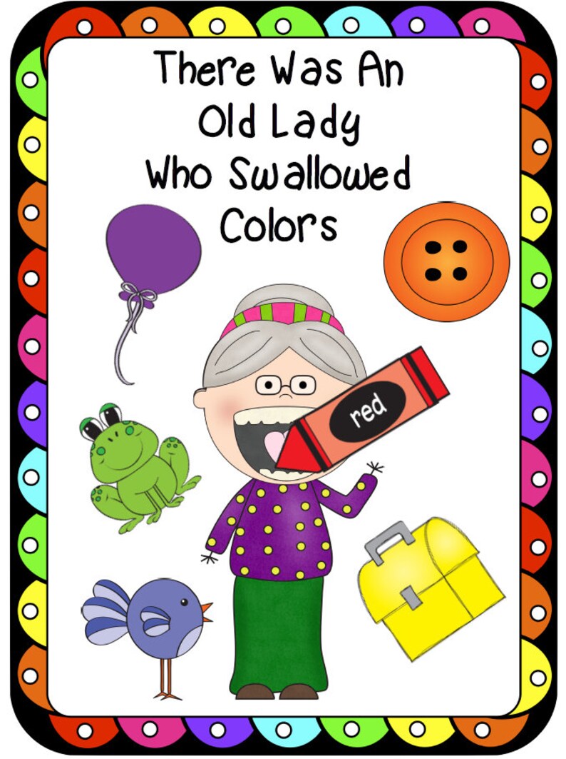 There Was an Old Lady Who Swallowed Colors Literacy Center Color ...