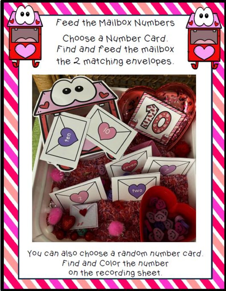 Valentine Feed Me Mailbox, Counting, Shapes, Math Center Activities ...