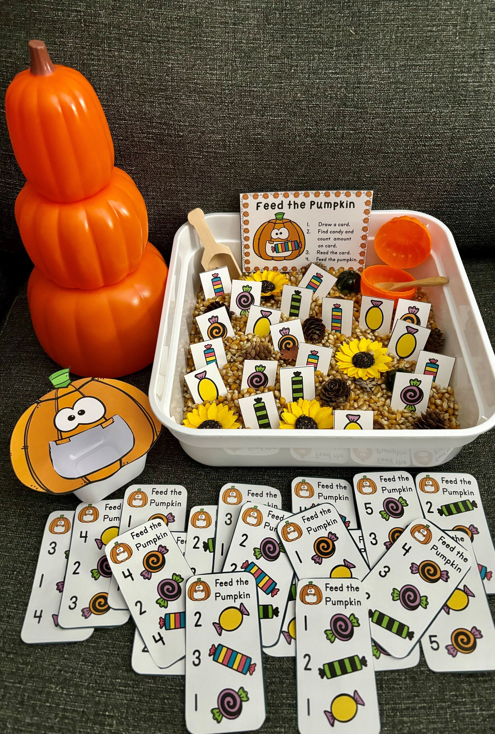 Feed the Pumpkin Task Box Center Beginning Sound & Counting up to 10 ...