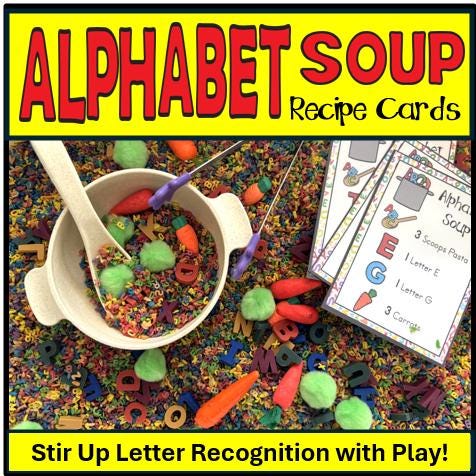 Alphabet Soup Recipe Cards | Preschool Sensory Bin Game (digital ...