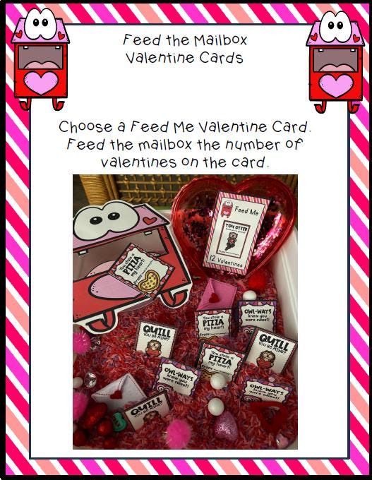 Valentine Feed Me Mailbox, Counting, Shapes, Math Center Activities ...