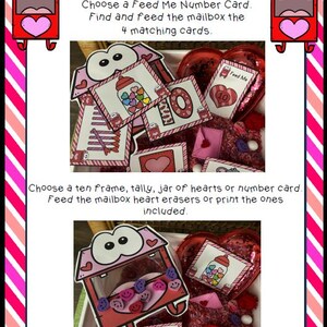 Valentine Feed Me Mailbox, Counting, Shapes, Math Center Activities ...