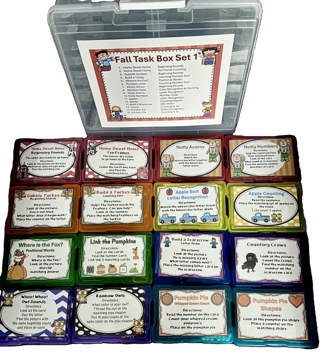 FALL Printable Task Box 16 Learning Activity Bundle Counting ABC Phonic ...
