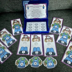Build a Scarecrow Find Missing Letter Fall Task Box Literacy Activity ...