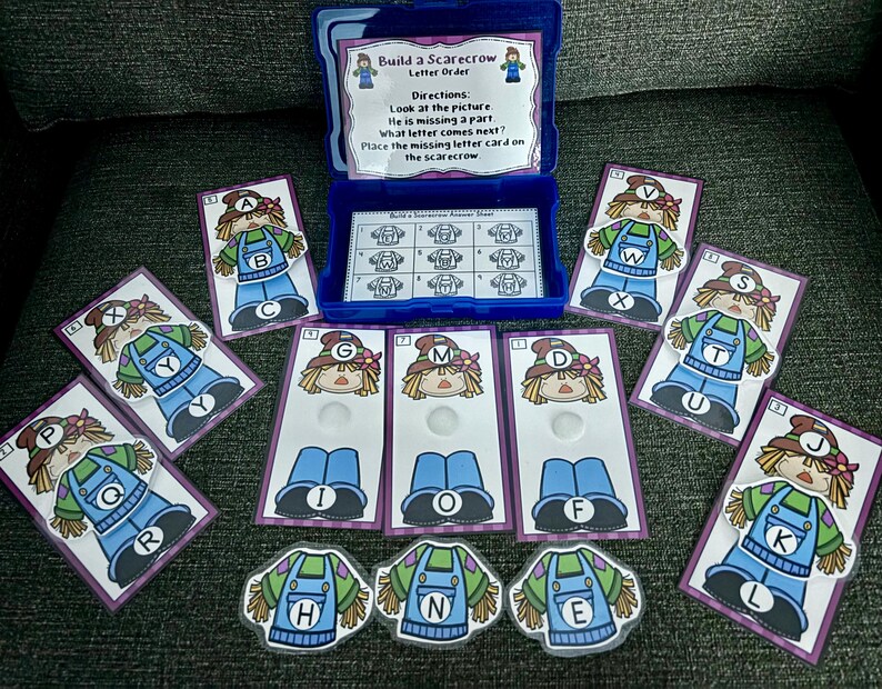 Build a Scarecrow Find Missing Letter Fall Task Box Literacy Activity ...