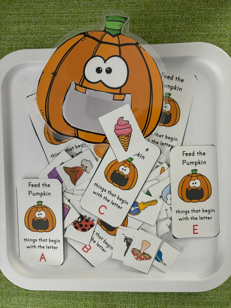 Feed the Pumpkin Task Box Center Beginning Sound & Counting up to 10 ...