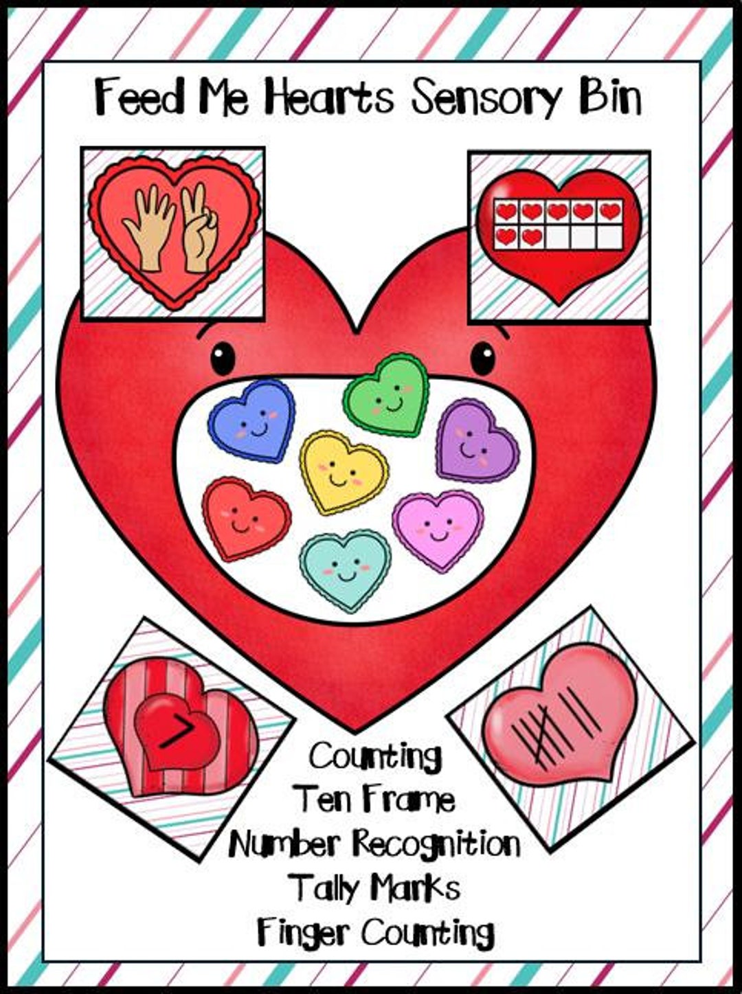Valentine Hearts Sensory Bin, Task Box, Digital Download, Counting ...