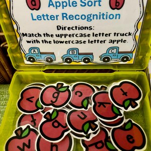 Apple Letter Sort Task Box: ABC Recognition Game (PDF) - Etsy