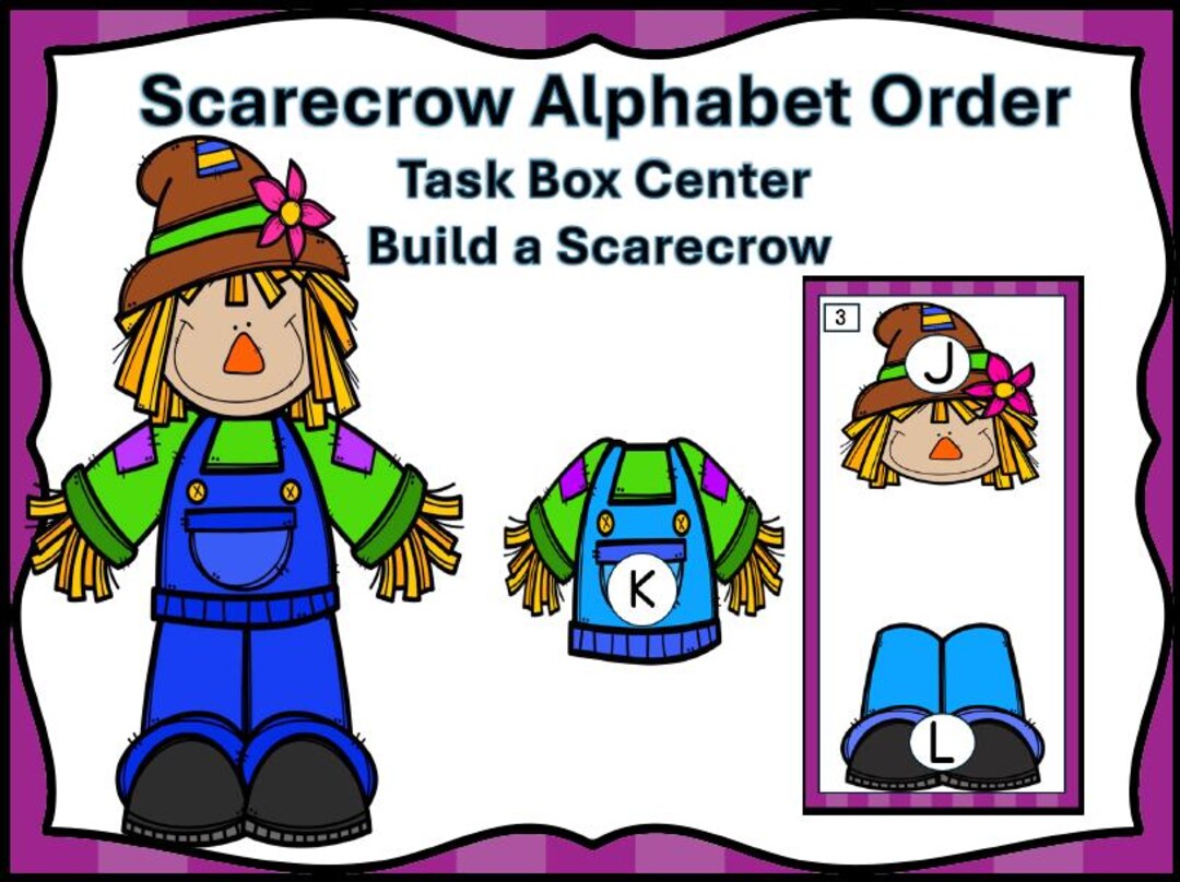 Build a Scarecrow Find Missing Letter Fall Task Box Literacy Activity ...