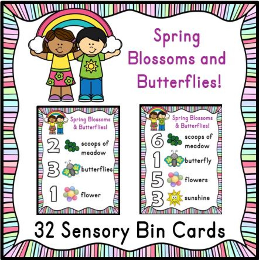 SPRING SENSORY Bin CARDS | Blossoms & Butterflies | Sensory Bin ...