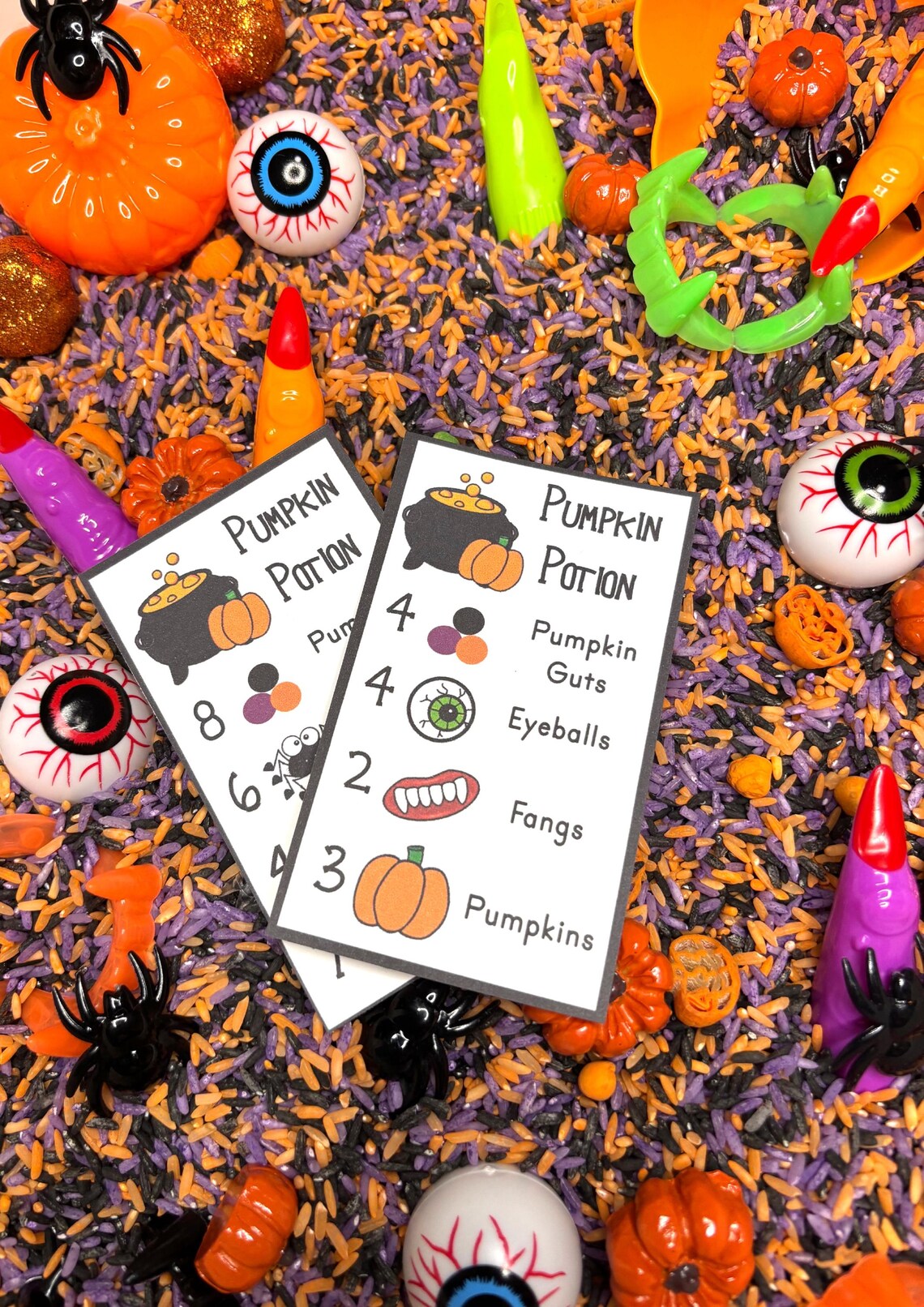 Halloween Sensory Bin Recipe Cards | Pumpkin Potion | Counting Cards ...