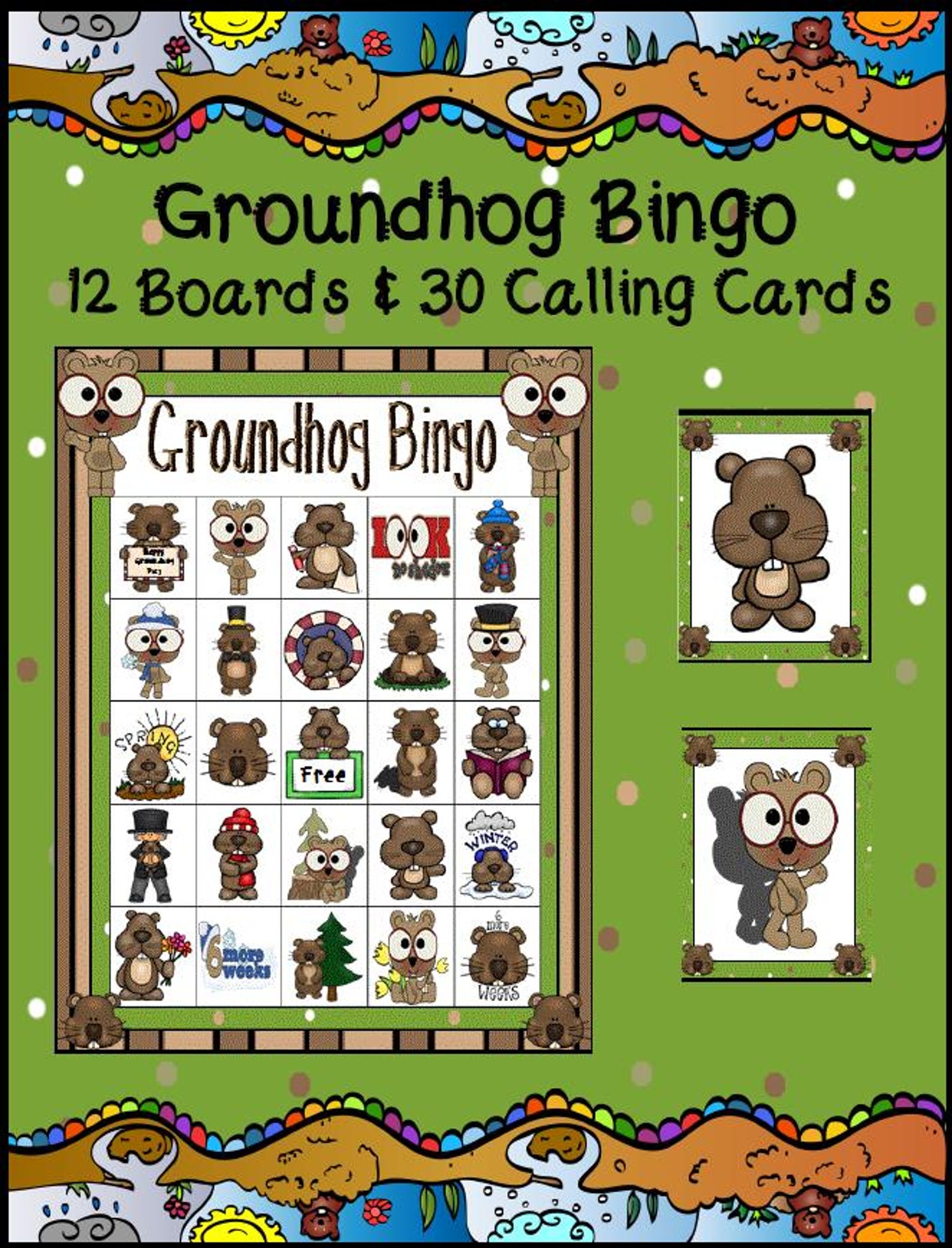 Groundhog Day Bingo, 12 Printable Groundhog Day Bingo Cards, Groundhog ...