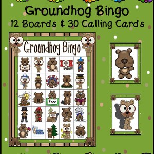 Groundhog Day Bingo, 12 Printable Groundhog Day Bingo Cards, Groundhog ...