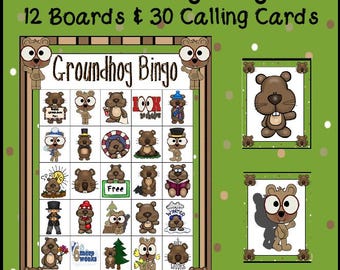 Groundhog Day Bingo, 12 Printable Groundhog Day Bingo Cards, Groundhog ...