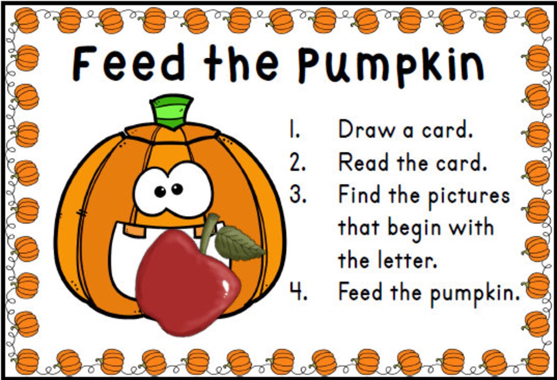 Feed the Pumpkin Task Box Center Beginning Sound & Counting up to 10 ...