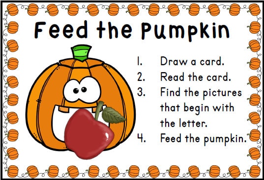 Feed the Pumpkin Task Box Center Beginning Sound & Counting up to 10 ...