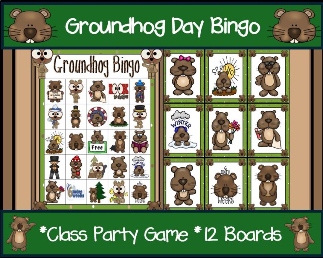 Groundhog Day Bingo, 12 Printable Groundhog Day Bingo Cards, Groundhog ...