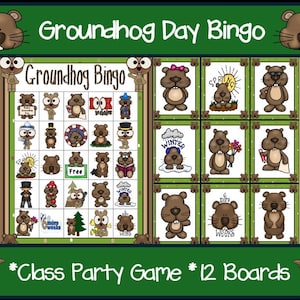 Groundhog Day Bingo, 12 Printable Groundhog Day Bingo Cards, Groundhog ...