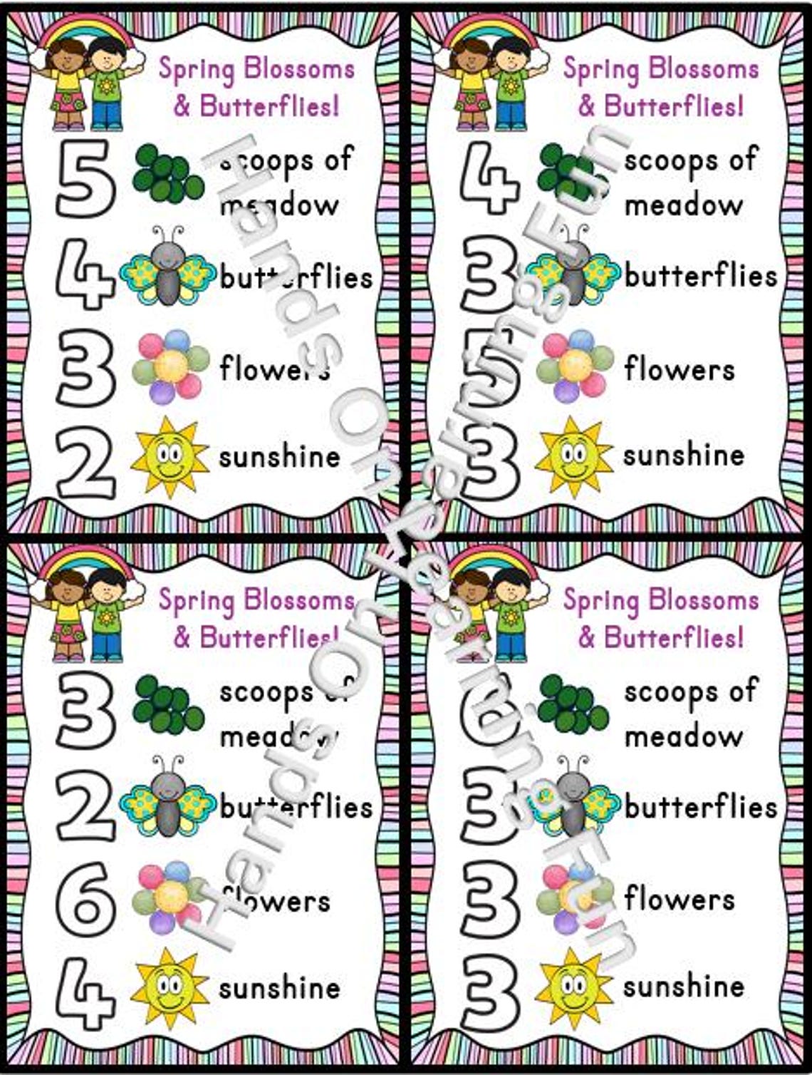 SPRING SENSORY Bin CARDS | Blossoms & Butterflies | Sensory Bin ...