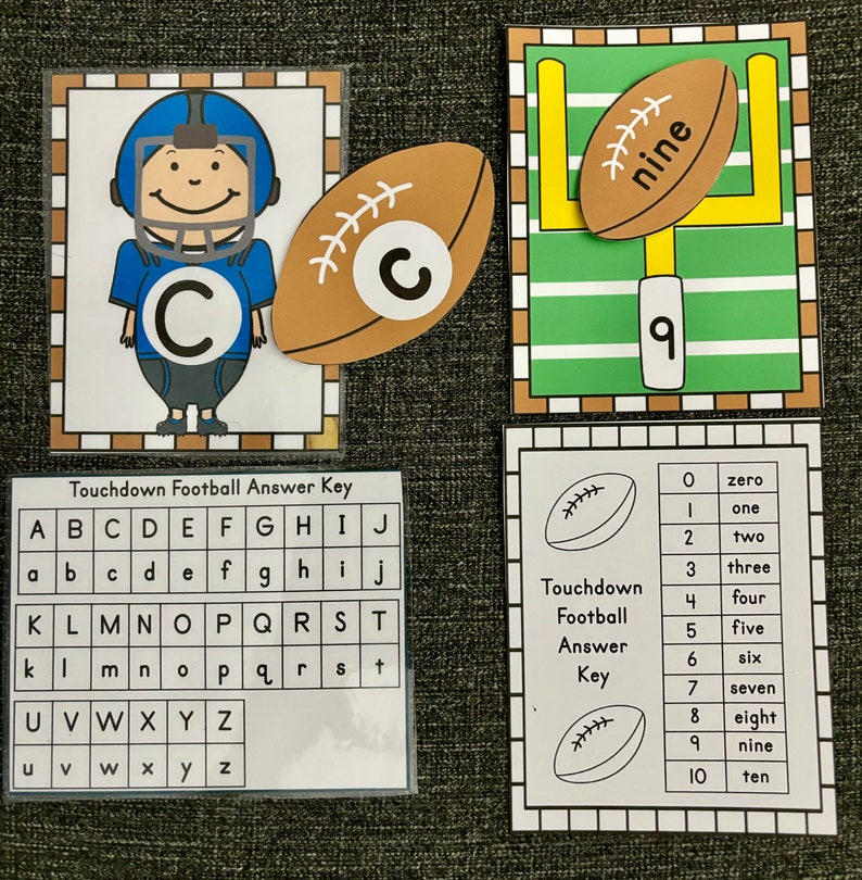Touchdown Football Task Box Center Letter Number Recognition Sensory ...
