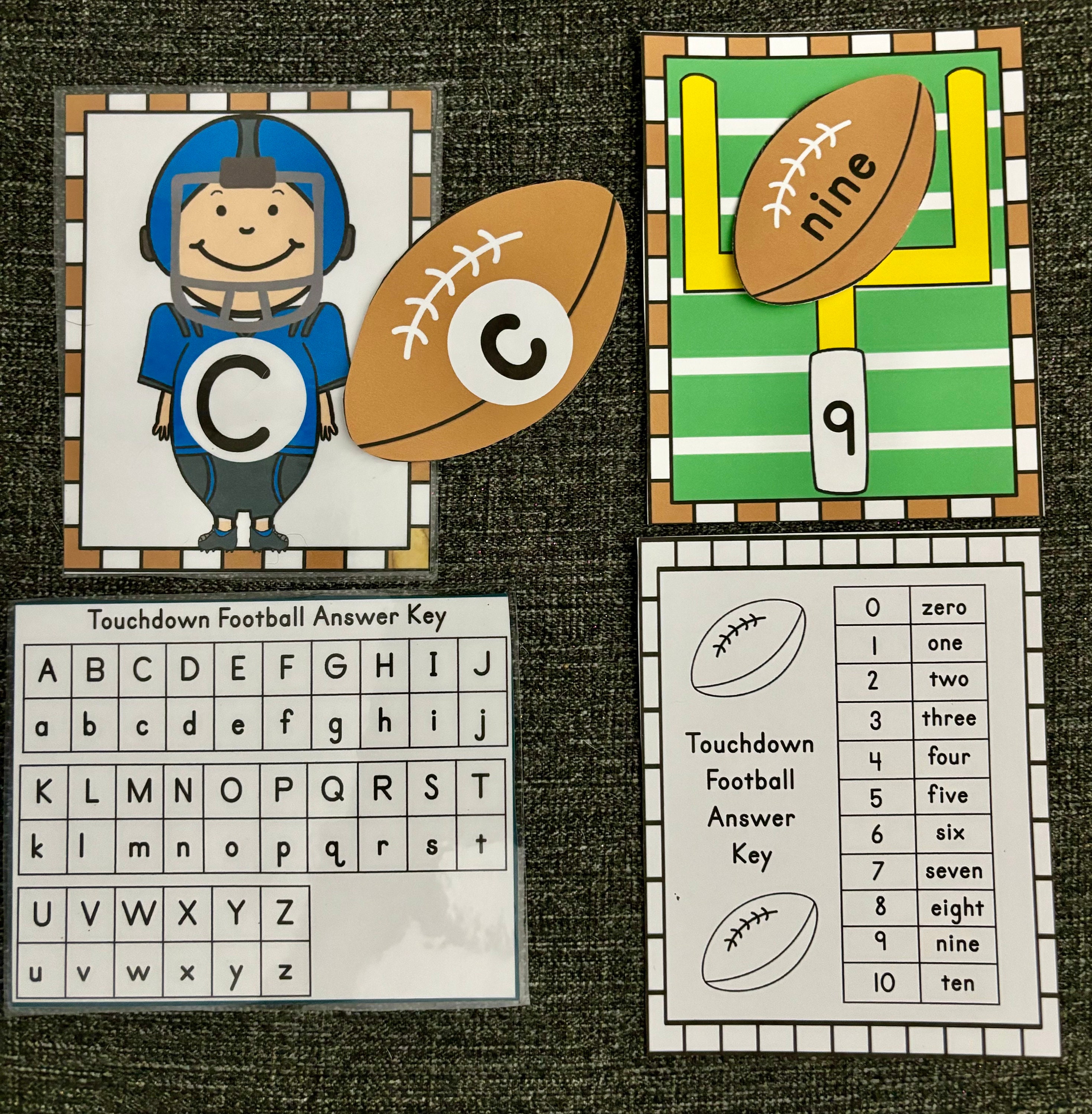 Touchdown Football Task Box Center Letter Number Recognition Sensory ...