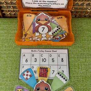 Build a Turkey Fall Task Box Counting Number Math Center Activity ...