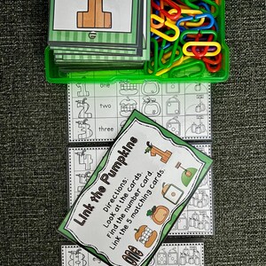 Pumpkin Link Counting Fall Task Box Number Math Center Activity ...