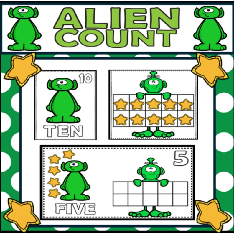 Outer Space Alien Counting | Ten Frame | Math Center | Homeschool ...