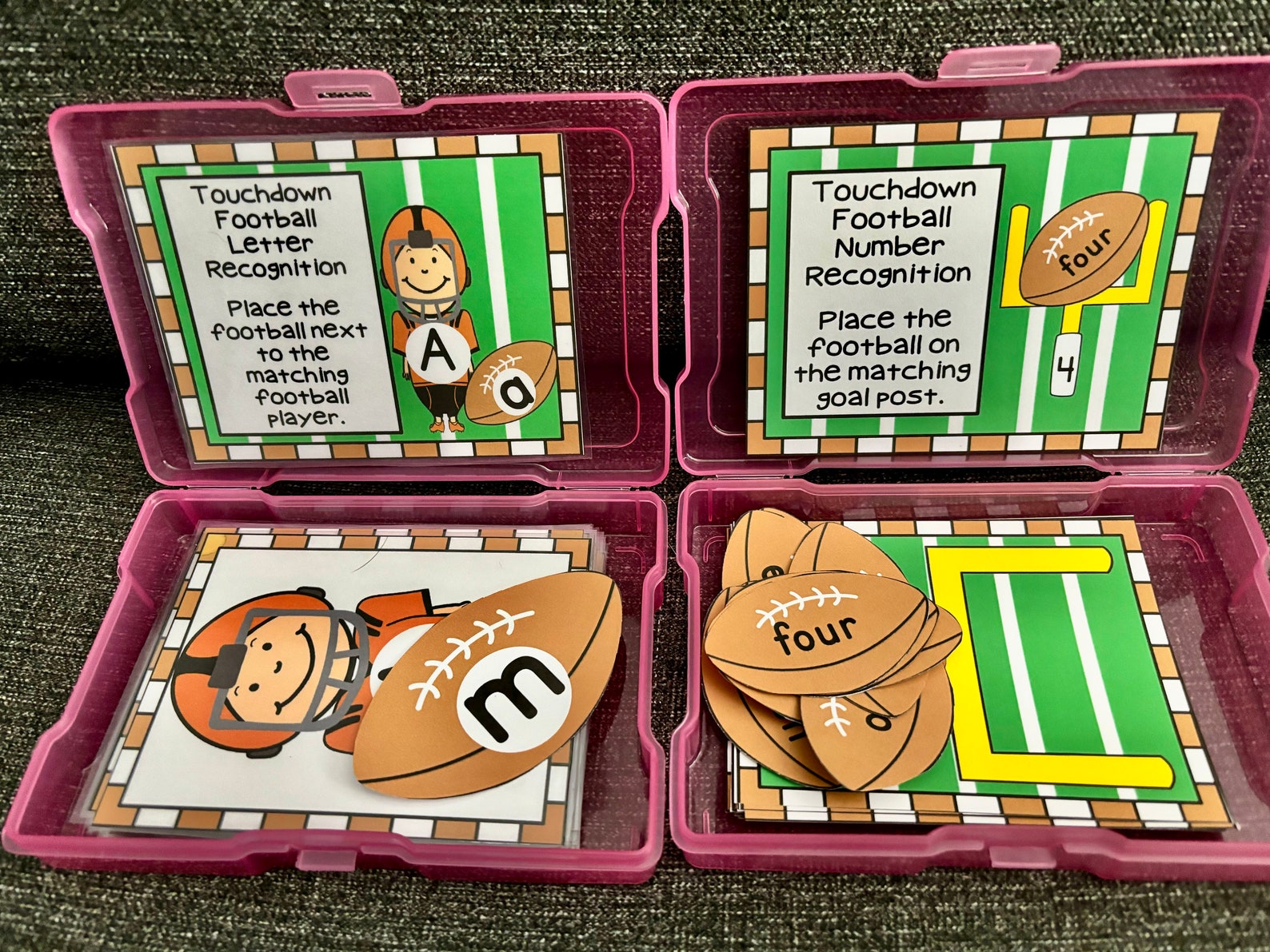 Touchdown Football Task Box Center Letter Number Recognition Sensory ...