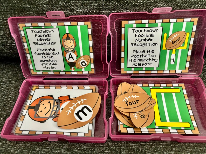 Touchdown Football Task Box Center Letter Number Recognition Sensory ...