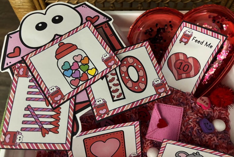 Valentine Feed Me Mailbox, Counting, Shapes, Math Center Activities ...