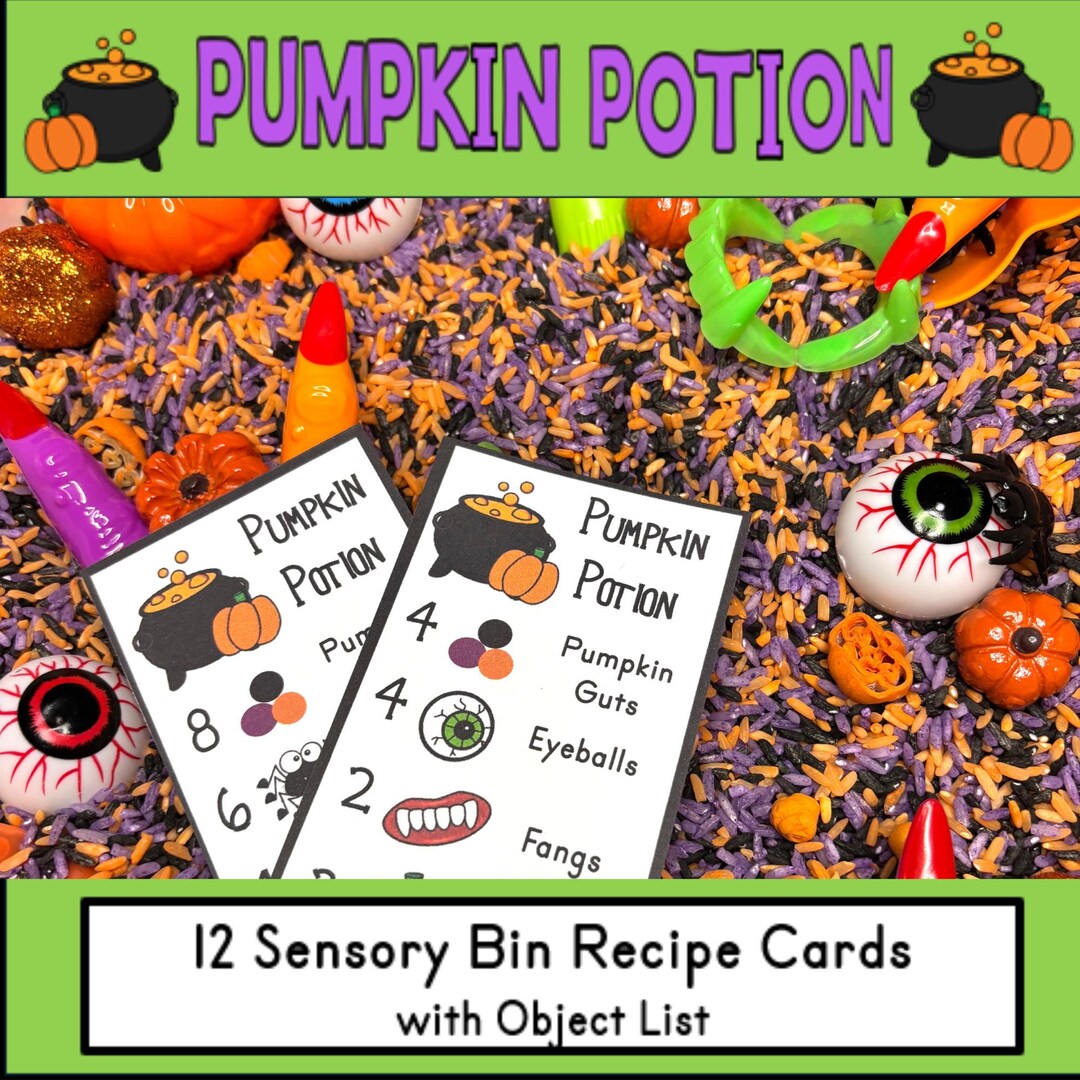 Halloween Sensory Bin Recipe Cards | Pumpkin Potion | Counting Cards ...