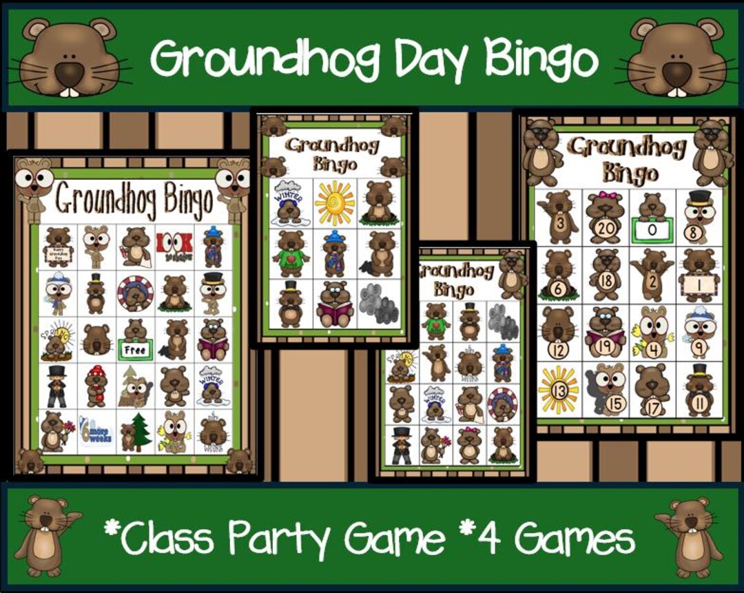 Groundhog Day Bingo, 4 Printable Versions, Groundhog Day Party Game ...