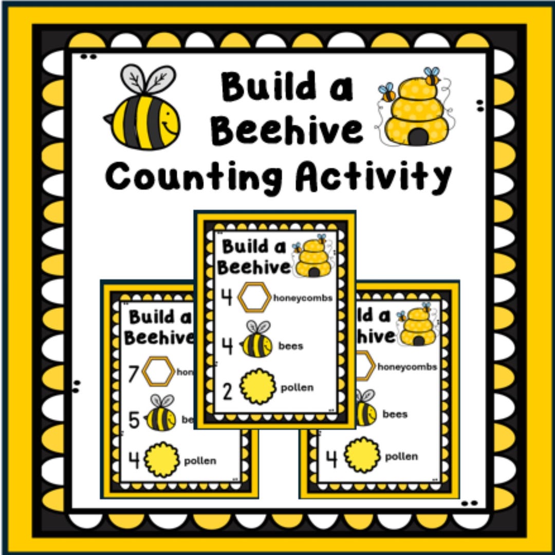 Build a Beehive Counting Cards | Sensory Bin Activity | Bee Center ...