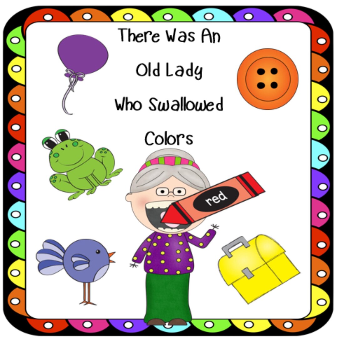 There Was an Old Lady Who Swallowed Colors Literacy Center Color ...