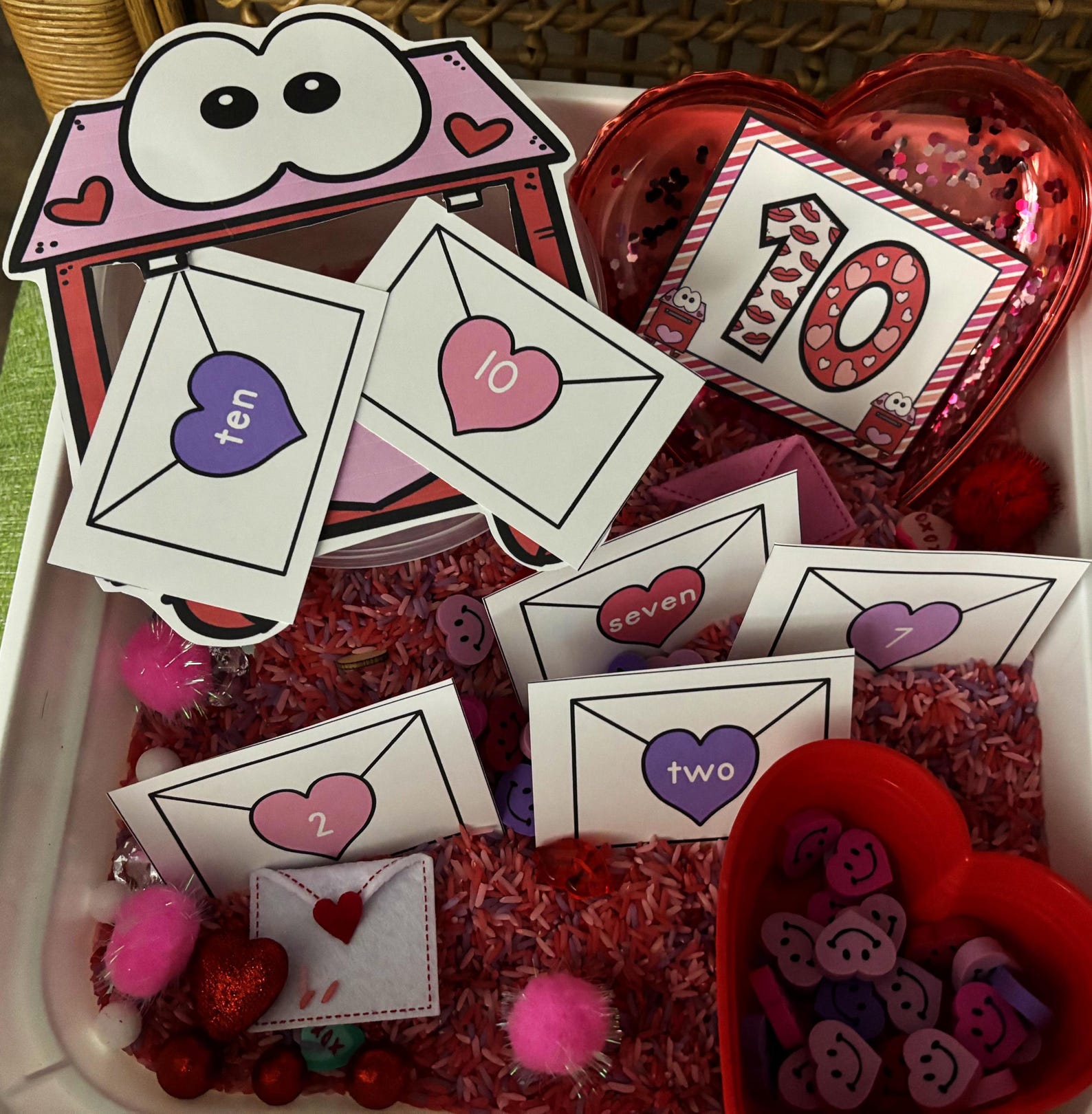 Valentine Feed Me Mailbox, Counting, Shapes, Math Center Activities ...