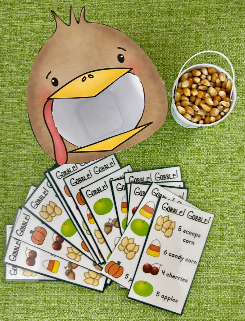 Feed the Turkey Game | Counting Recipe Cards | Sorting Math | Fall ...