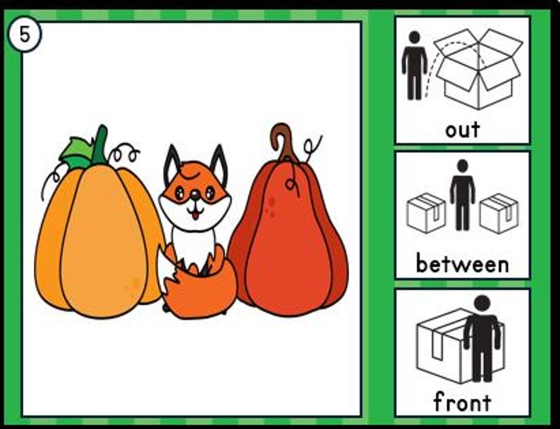 Where's the Fox? Learning Preposition Positional Word Fall Task Box ...