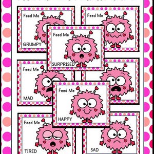 Valentine Feed Me Love Monster Emotions Activity Feeling Sensory Bin ...