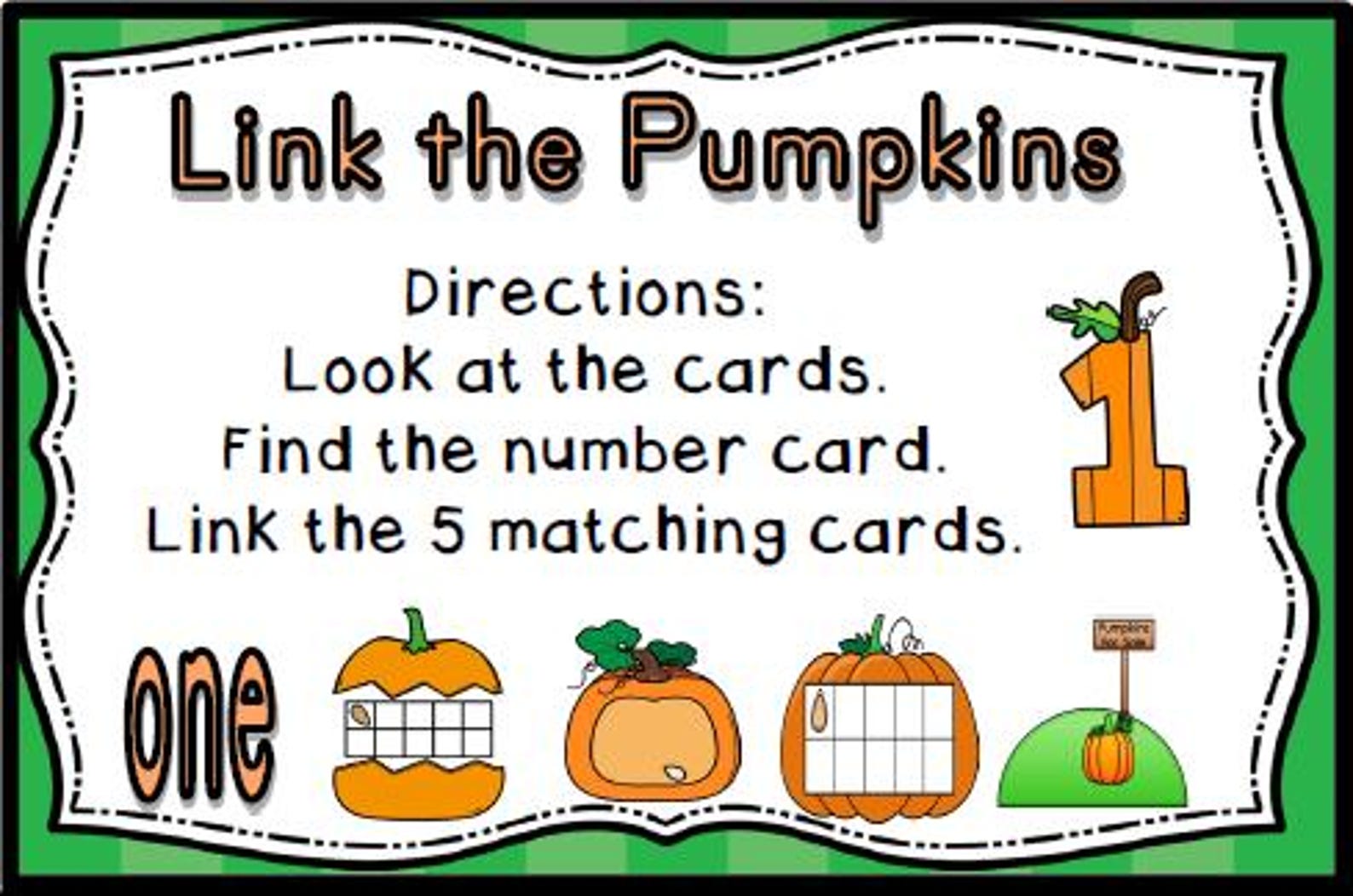 Pumpkin Link Counting Fall Task Box Number Math Center Activity ...