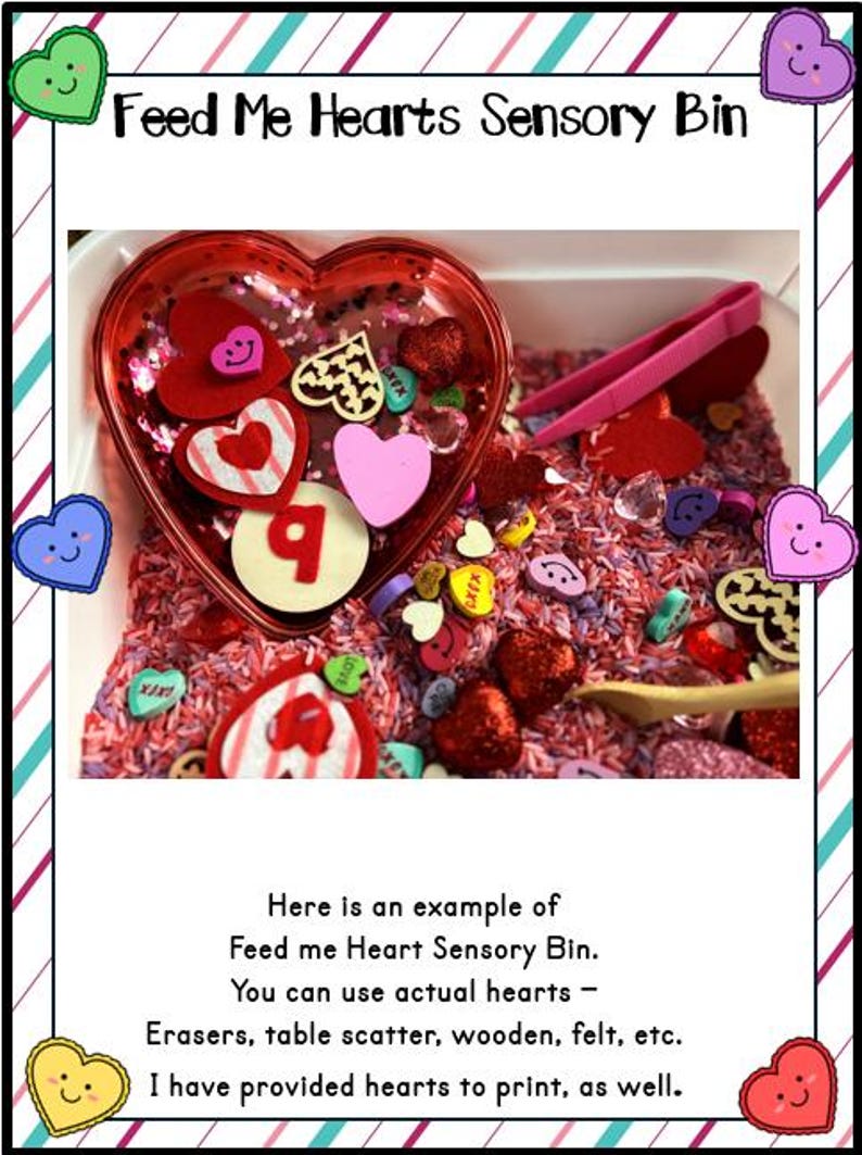 Valentine Hearts Sensory Bin, Task Box, Digital Download, Counting ...