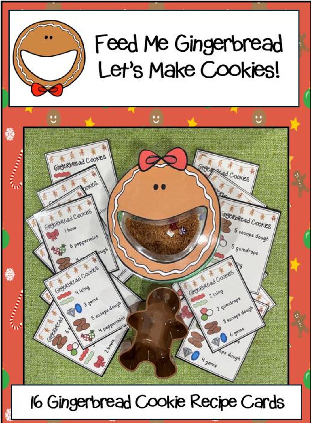Feed Me Recipe Cards Making Gingerbread Cookies Sensory Bin Pattern ...