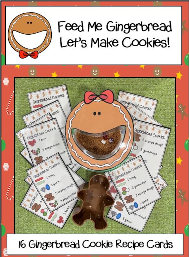 Feed Me Recipe Cards Making Gingerbread Cookies Sensory Bin Pattern ...