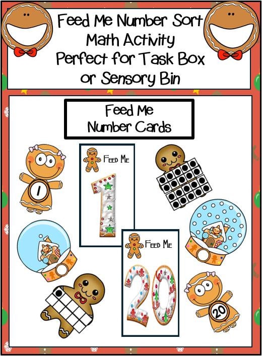 Feed Me Numbers Gingerbread Sensory Bin Math Activity Learning Center ...