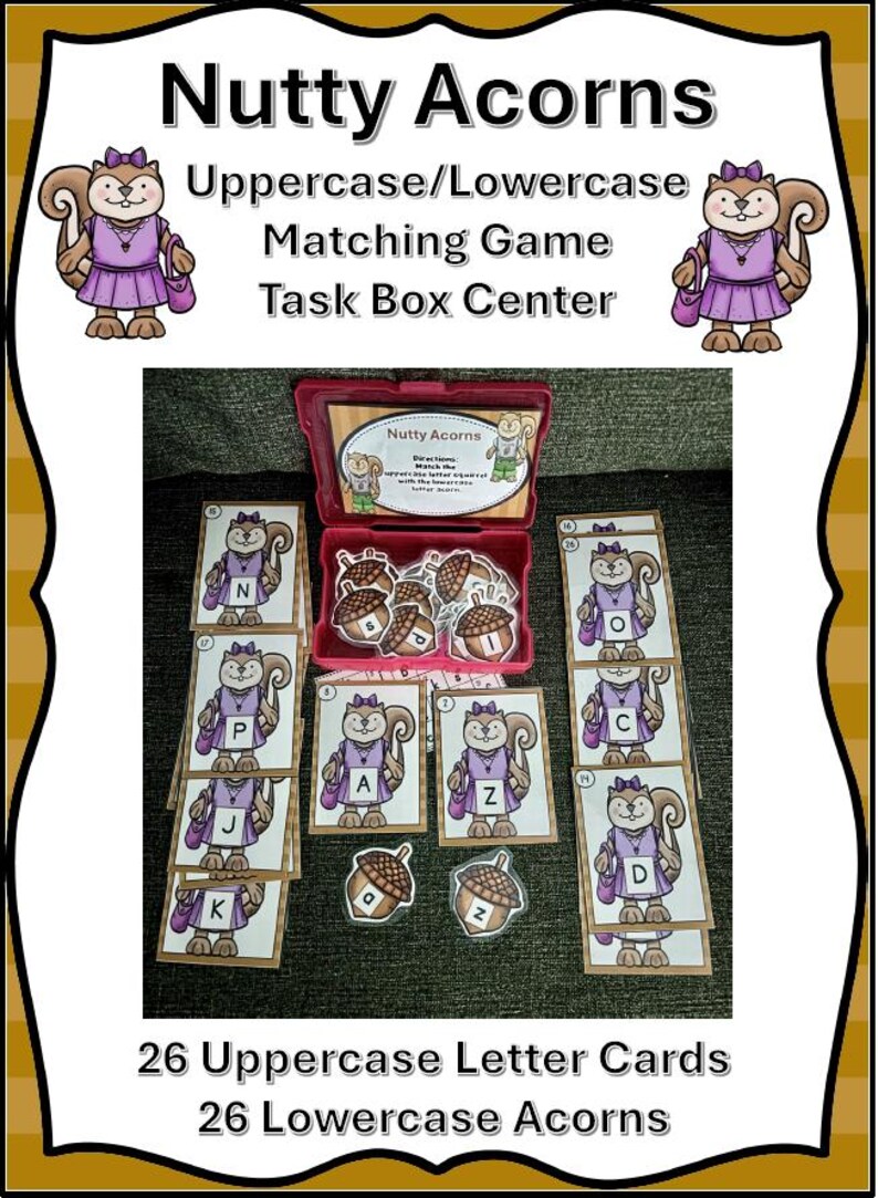 Kids Fall Activity Nutty Acorn Letter Recognition Task Box Activity ...