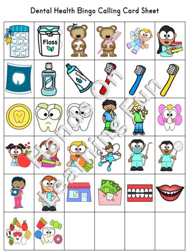 Dental Health BINGO Kindergarten L Teeth BINGO Activity | Dentist BINGO ...