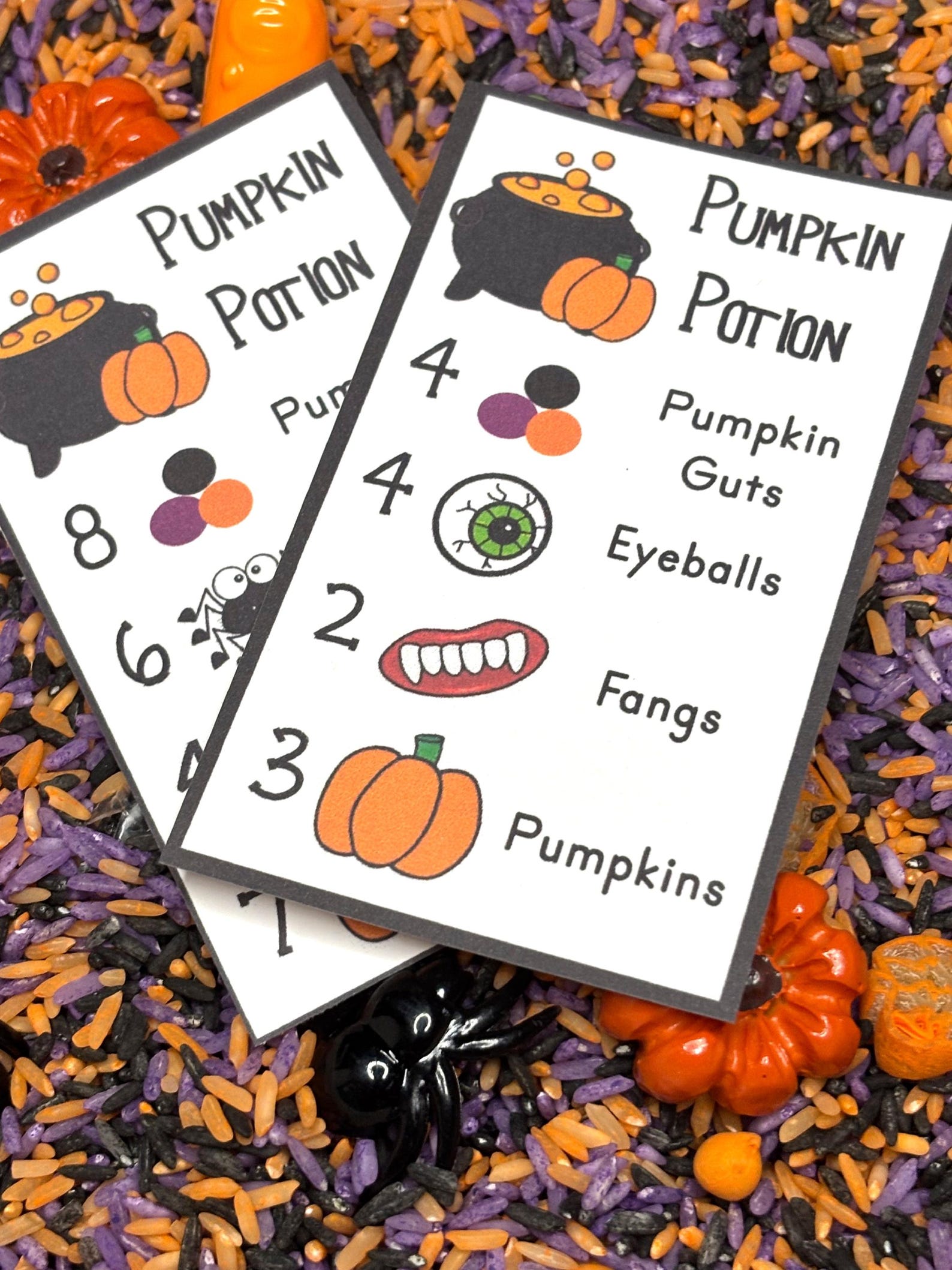 Halloween Sensory Bin Recipe Cards | Pumpkin Potion | Counting Cards ...