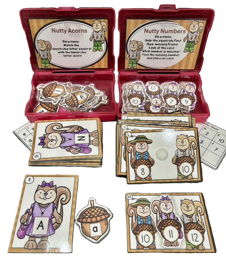 Kids Fall Activity Nutty Acorn Letter Recognition Task Box Activity ...